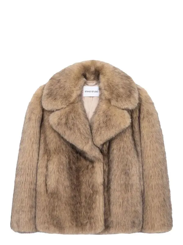 STAND STUDIO Valentina Faux Fur Coat - Marrone Chiaro