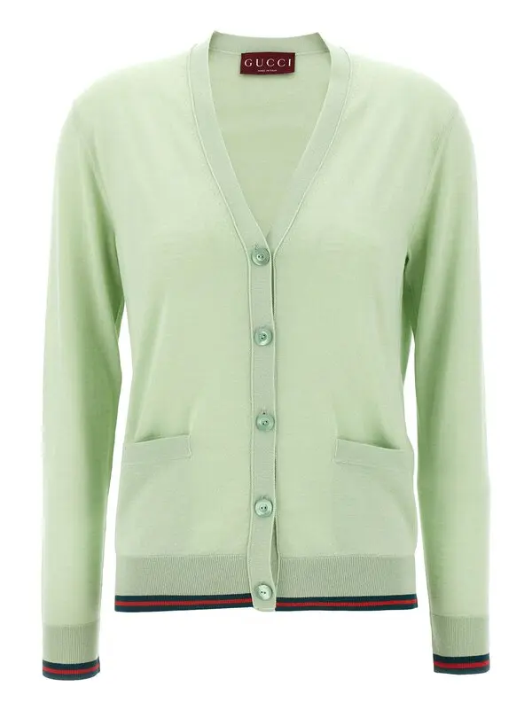 Gucci Web Detail Cardigan - Green