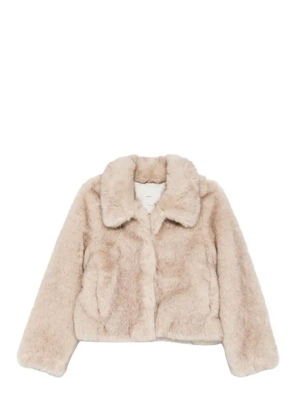 DUNST Faux Fur Cropped Jacket - Beige