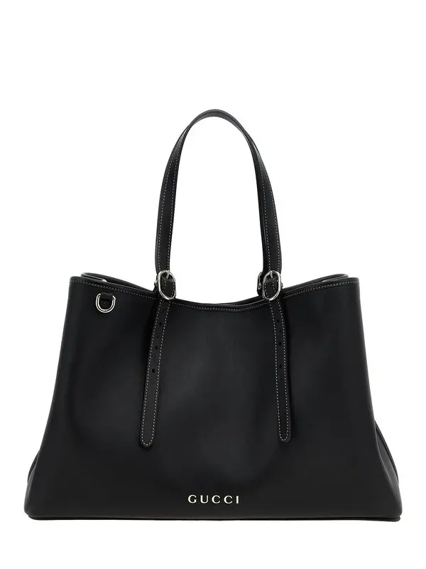 Gucci Medium Gg Emblem Shopping Bag - Black