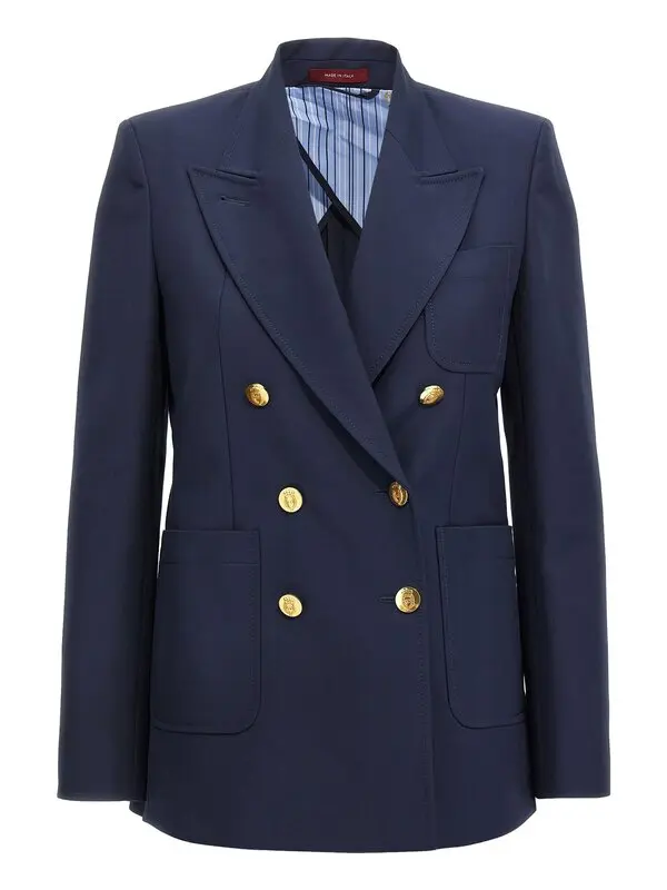 Gucci Double-breasted Cotton Blazer - Blue