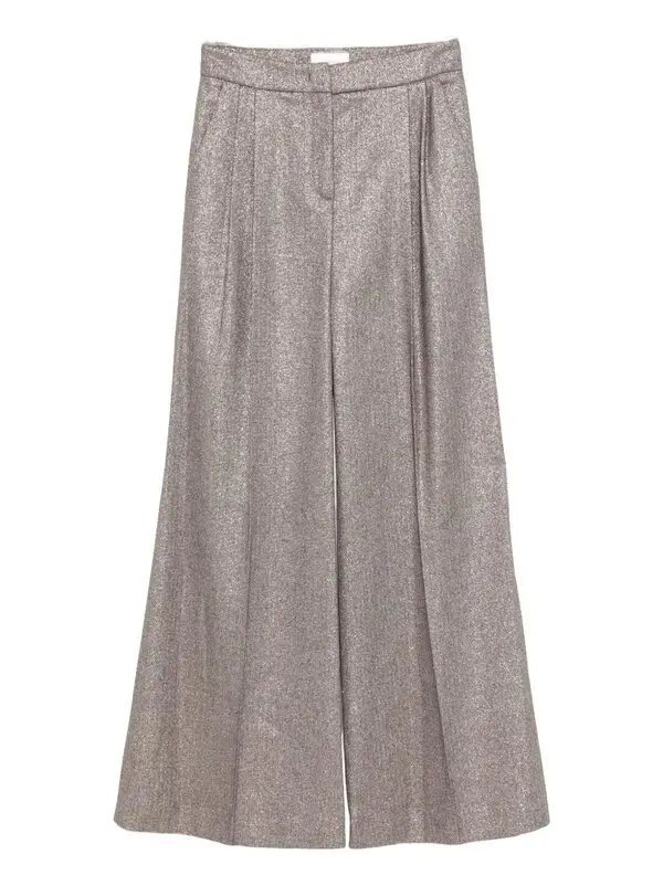 VIA MASINI 80 Wide Leg Wool Trousers - Brown