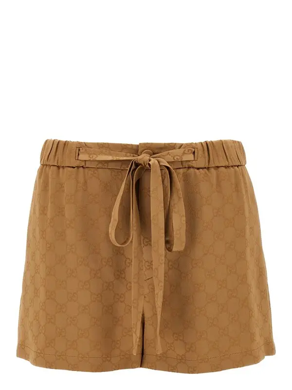 Gucci Satin Gg Shorts - Brown