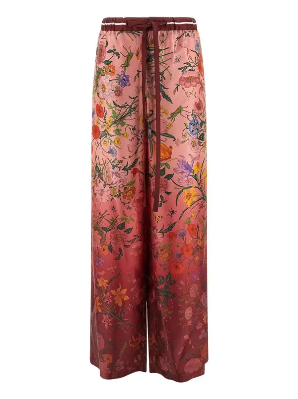 Gucci Printed Silk Twill Pants - Pink