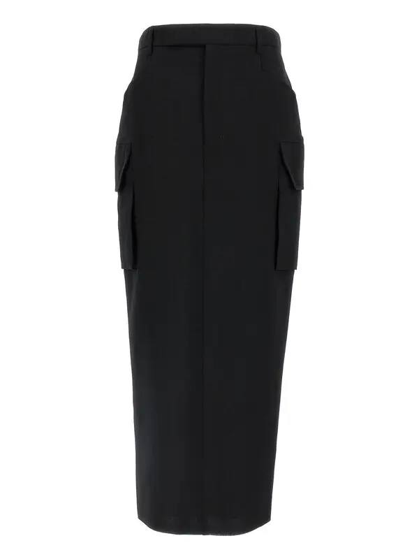 Rick Owens Firebanks' Wool Midi Skirt - Black