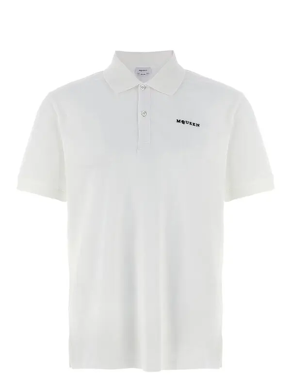 Alexander McQueen Logo Embroidery Polo Shirt - White/black