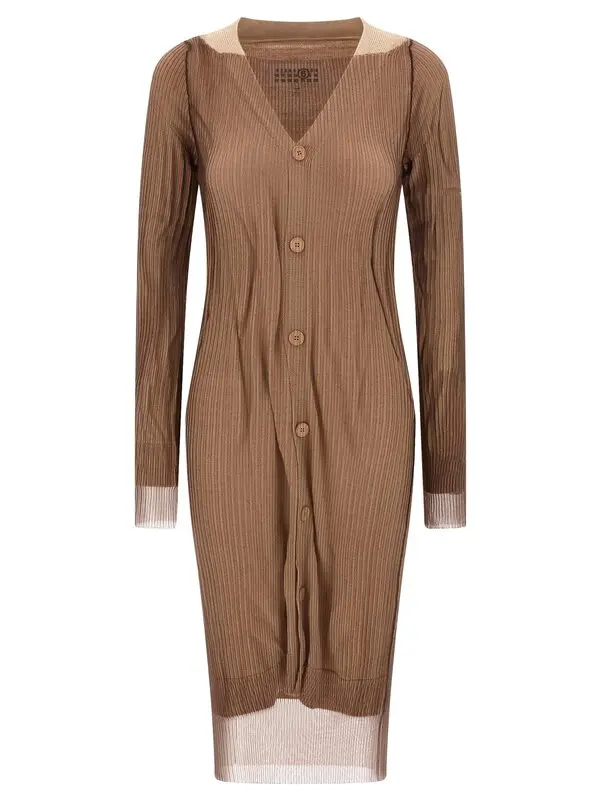 MAISON MARGIELA Trapped Double Layer Midi Dress - Beige