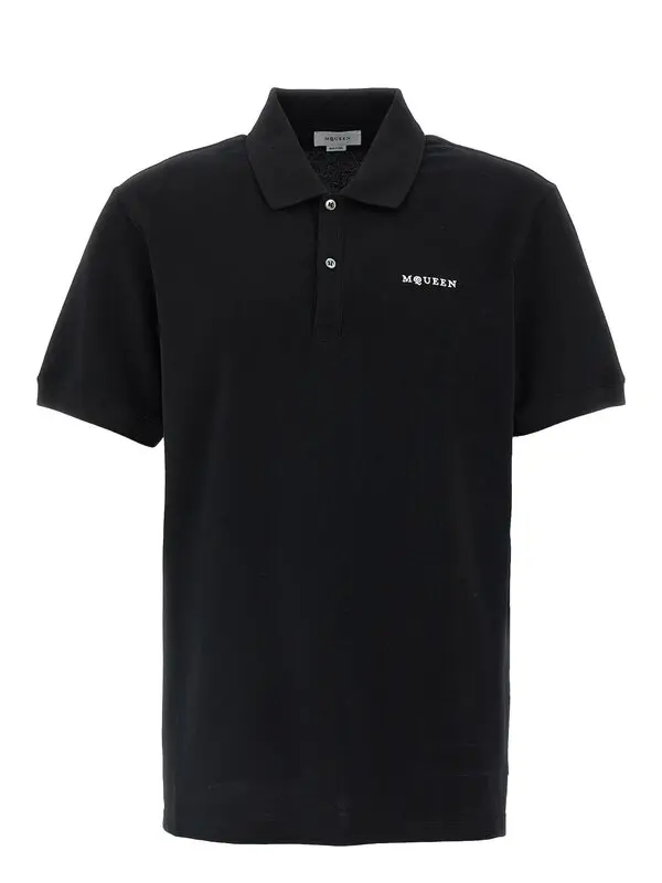 Alexander McQueen Logo Embroidery Polo Shirt - White/black