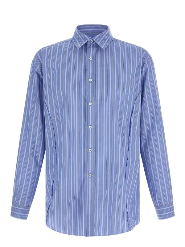 MAISON MARGIELA Striped Cotton Shirt - Light Blue