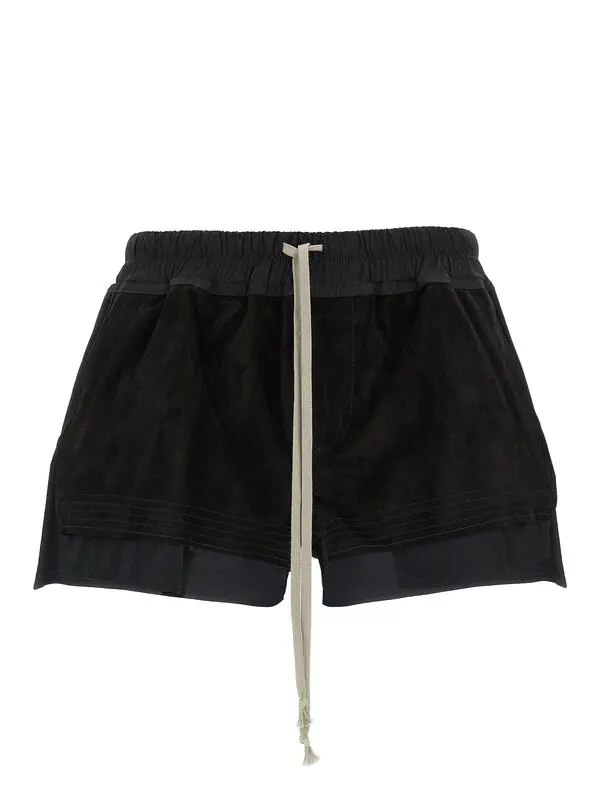 Rick Owens Fog Boxers' Suede Shorts - Black