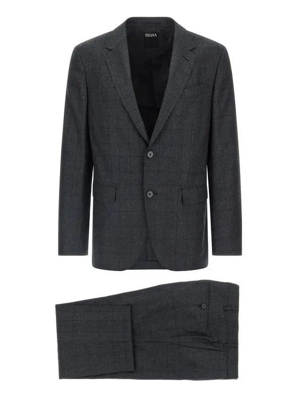Zegna Prince Of Wales Plaid Wool Dress - Gray