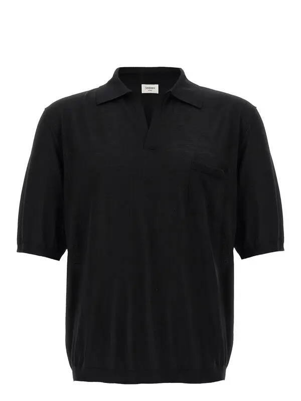 Saint Laurent Wool Polo Shirt - Black
