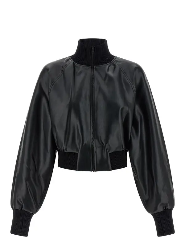 Norma Kamali High Neck Bomber Jacket - Black