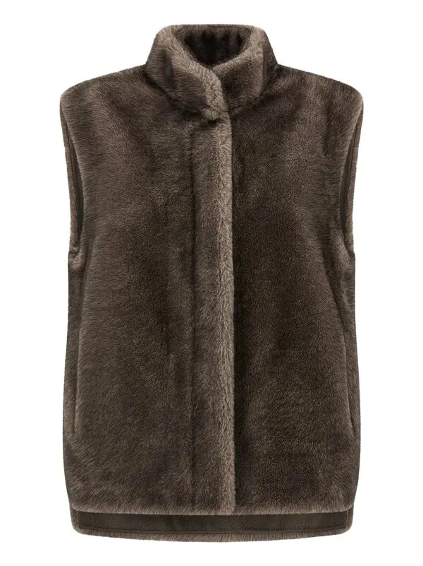 LOU ANDREA Faux Fur Vest - Brown
