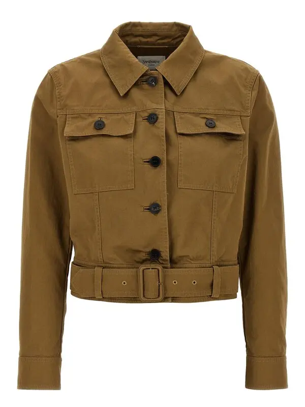 Saint Laurent Cotton Canvas Jacket - Brown