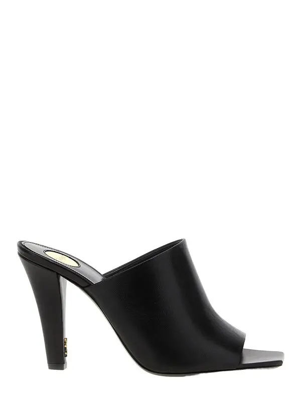 Saint Laurent Leather Mules With Cassandre Logo - Black