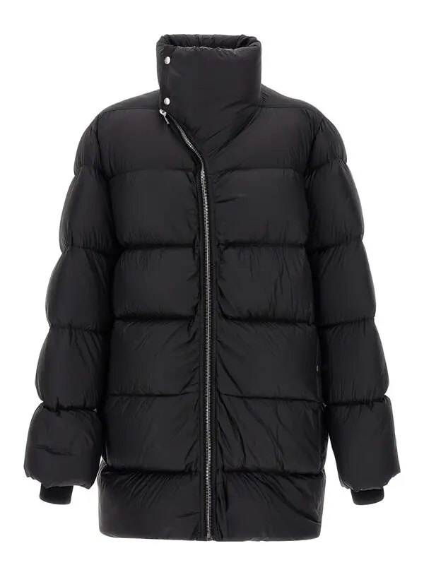 Rick Owens Long 'turtle' Quilted Down Jacket - Black