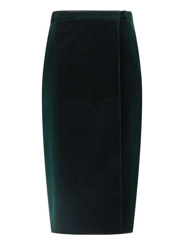 Saint Laurent Velvet Midi Skirt - Green