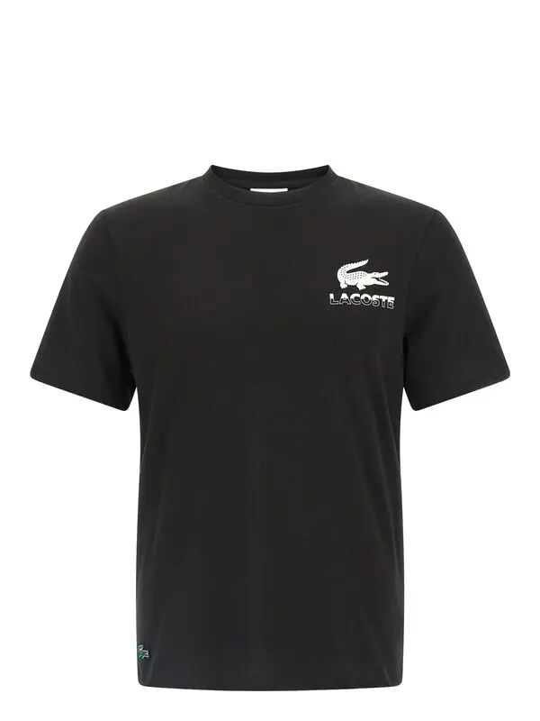 Lacoste Printed Cotton-blend T-shirt - Black