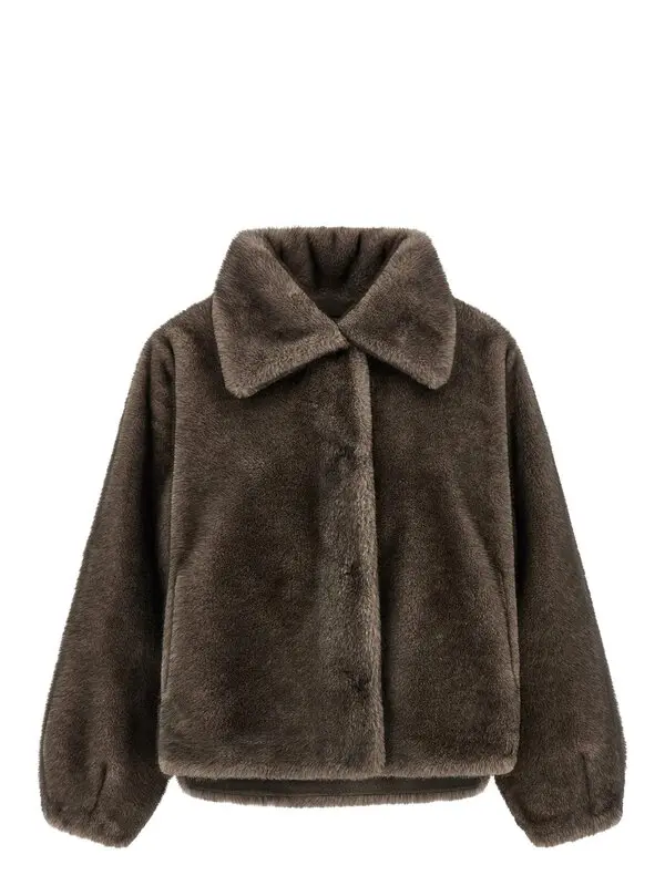 LOU ANDREA Mink Effect Faux Fur Jacket - Brown