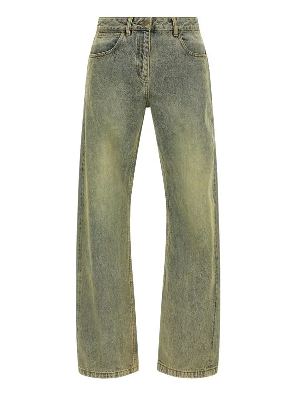 ENTIRE STUDIOS Lean Stonewashed Selvedge Denim Jeans - Yellow