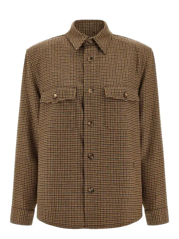 Saint Laurent Houndstooth Overshirt - Brown