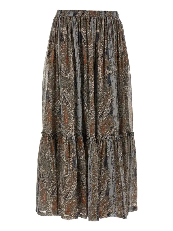 Saint Laurent Paisley Print Long Skirt - Multicolor