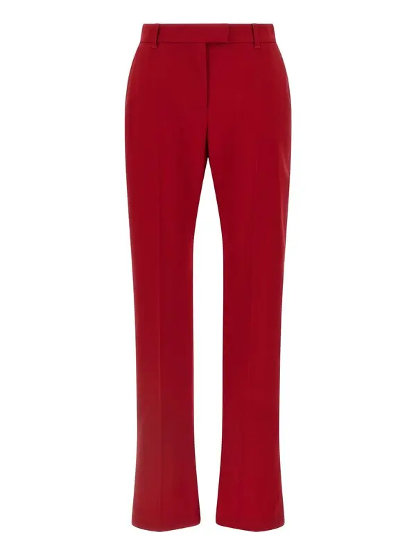 Alexander McQueen Stretch Wool Gabardine Trousers - Red