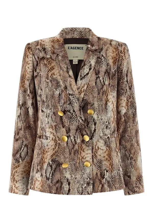 L'Agence Colin Animal Print Blazer - Brown