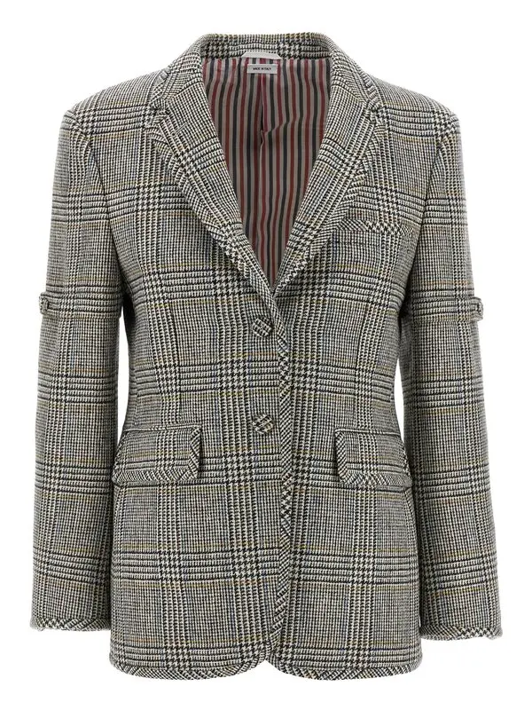 Thom Browne Prince Of Wales Single-breasted Blazer - White/black