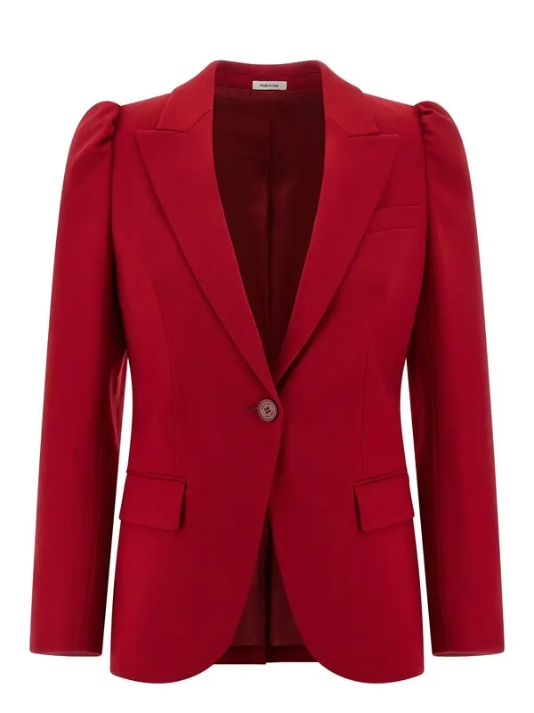 Alexander McQueen Single-breasted Grain De Poudre Blazer - Red