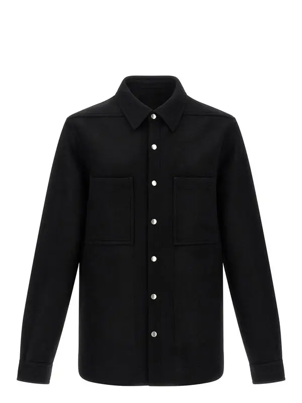Rick Owens Wool Cloth Outershirt - Black