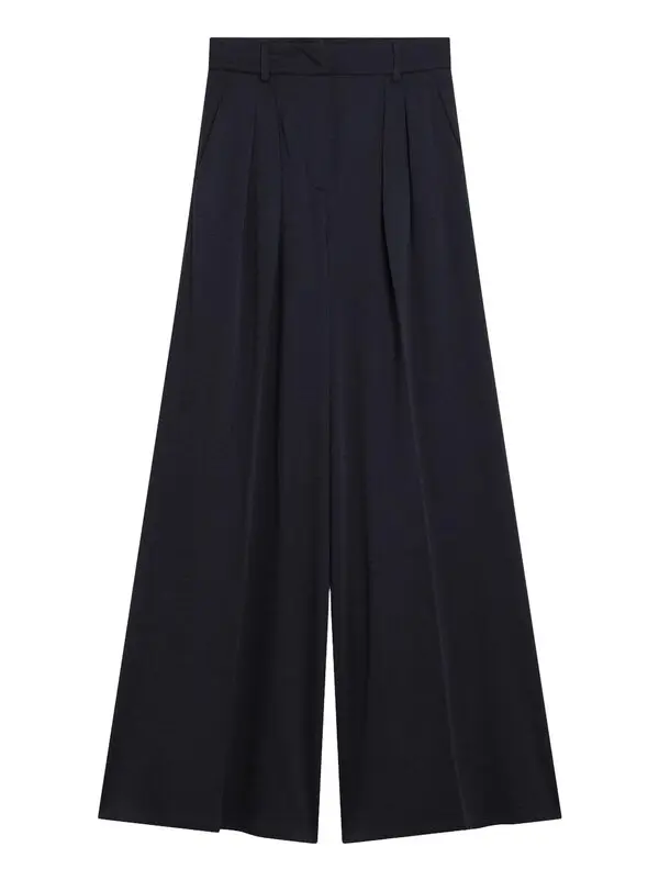 Max Mara Wool Jersey Palazzo Trousers - Blue