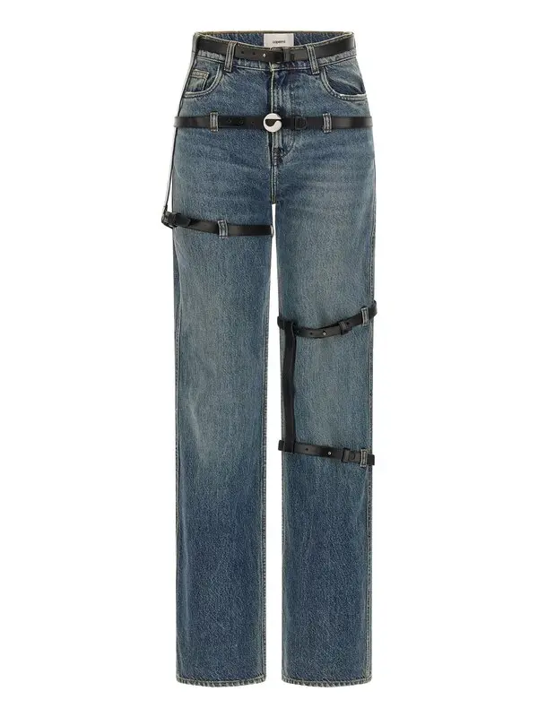 Coperni Multi Belt Straight Leg Jeans - Blue