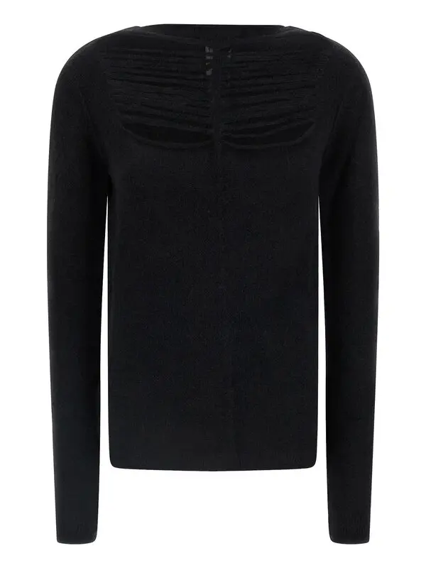 Rick Owens Long Sleeve Wool Sweater - Black