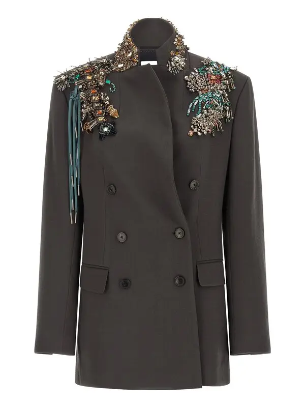Dries Van Noten Bafya Wool Blazer - Gray