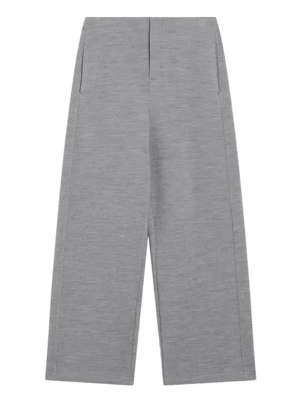 Max Mara Wool Cotton Blend Cropped Trousers - Grey