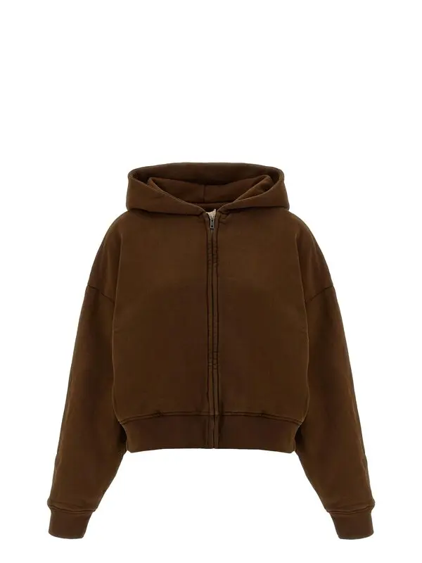ENTIRE STUDIOS Cotton Brushed Thermal Hoodie - Brown