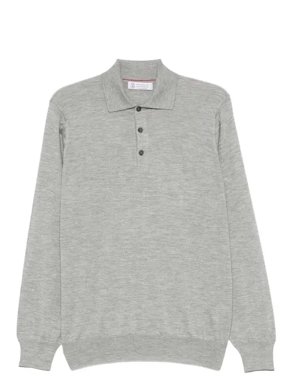 Brunello Cucinelli Cashmere Polo Sweater - Light Grey