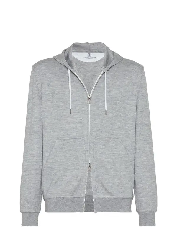 Brunello Cucinelli Cashmere And Silk Hoodie - Light Grey