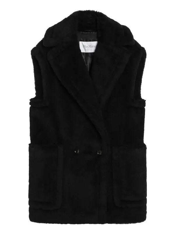 Max Mara Teddy Gilet In Alpaca And Wool - Black