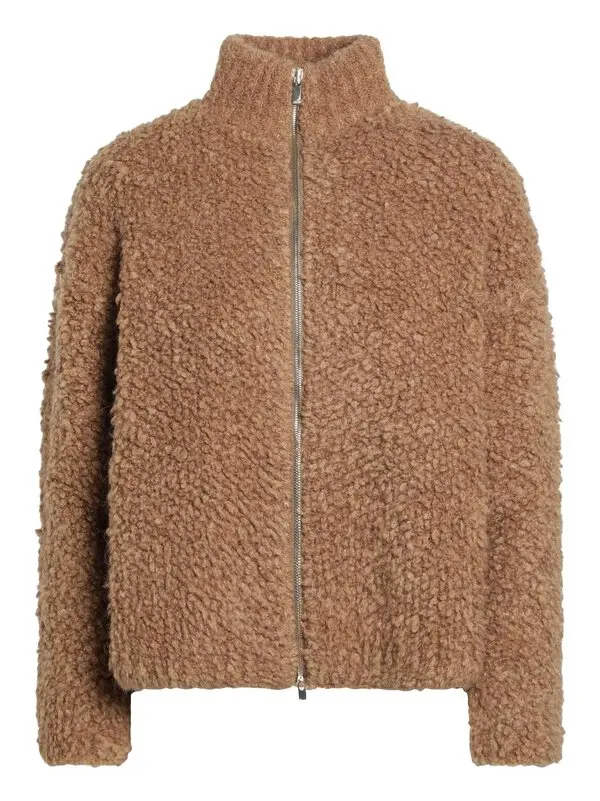 Max Mara Bouclé Zip-up Cardigan - Beige