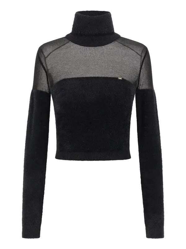 Elisabetta Franchi Brushed Insert Turtleneck Sweater - Black