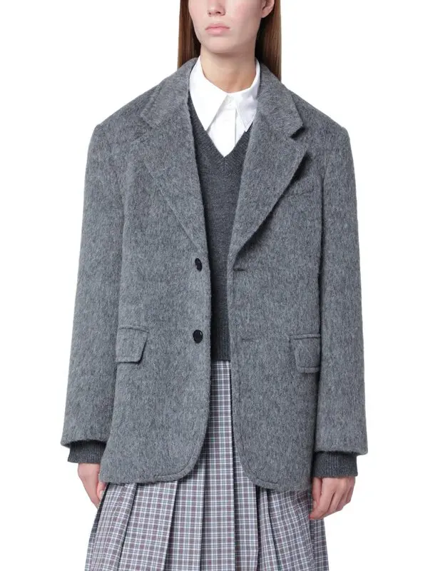 DUNST Mélange Wool-blend Single-breasted Jacket - Grey