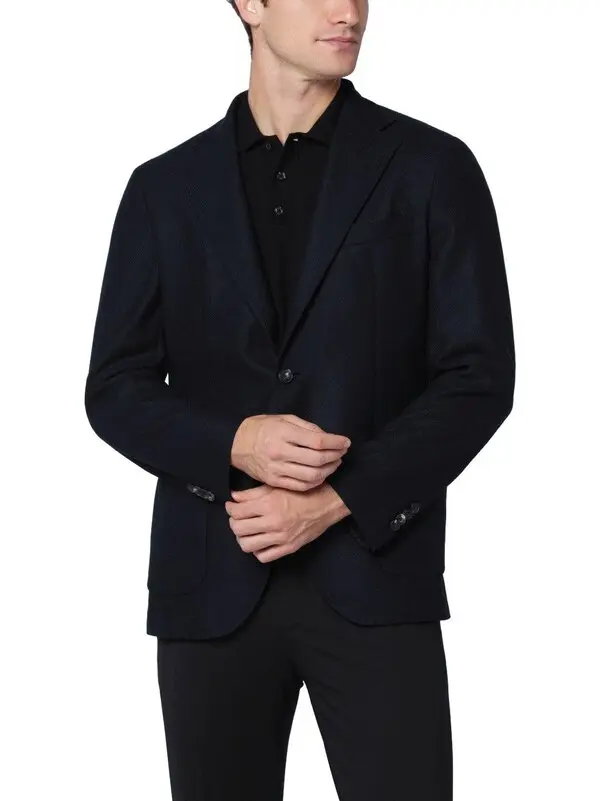 SANTANIELLO Single-breasted Wool Jacket - Blue