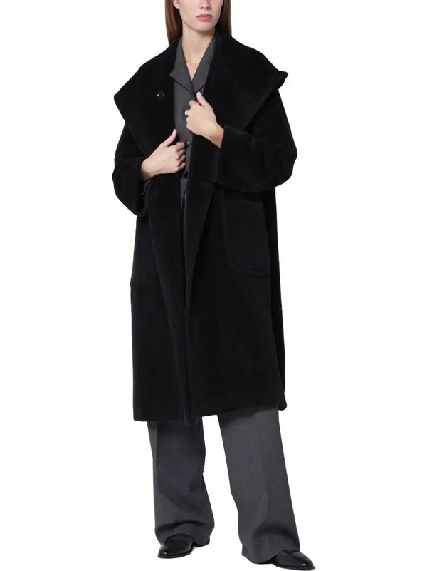 Tagliatore Alpaca And Virgin Wool-blend Hooded Coat - Black