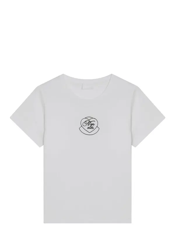 Moncler Cotton T-shirt With Embroidered Heart - White