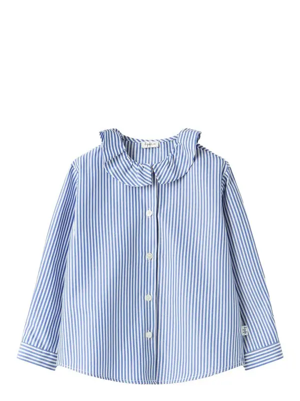 IL GUFO Striped Cotton Poplin Shirt - Light Blue
