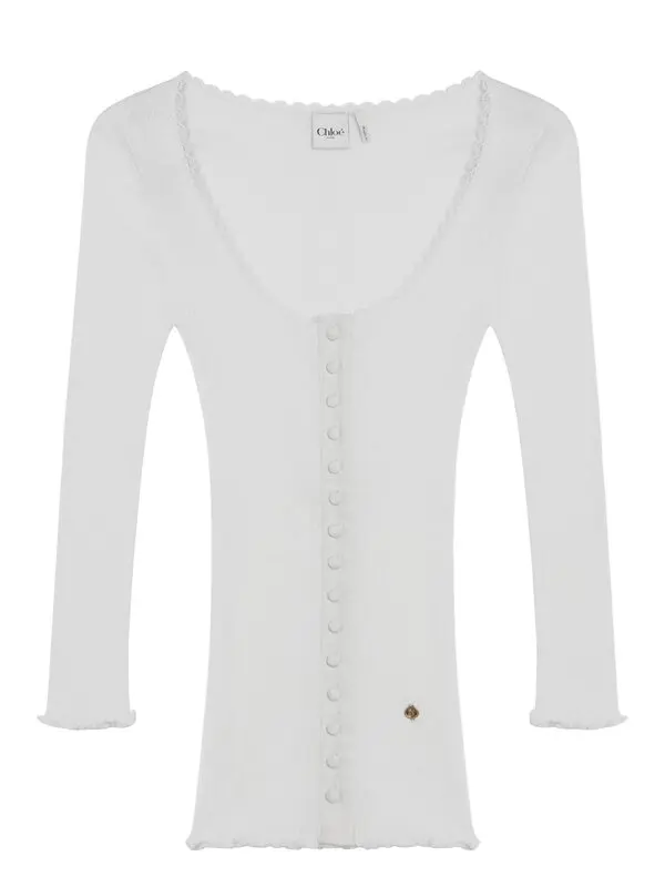 Chloé Fitted Cotton Cardigan - White