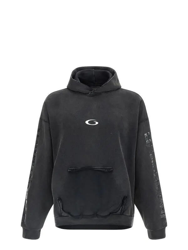 Balenciaga Logo-embroidered 'transparent Tape' Hoodie - Black